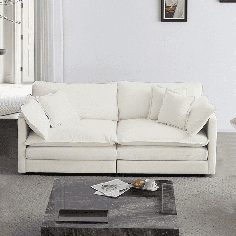 White fabric loveseat store