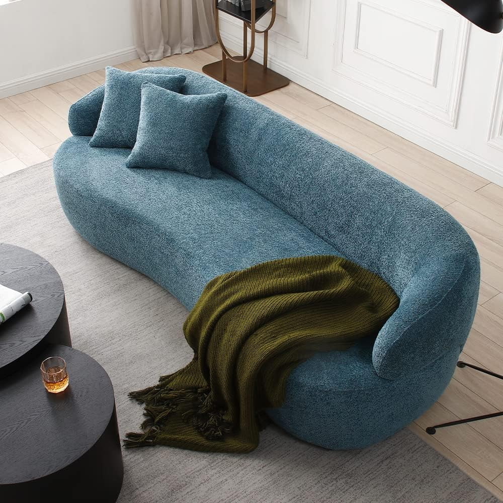 Williamspace 86.6" Curved Sofa, Modern 3 Seat Couch Back Upholstered ...