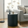Williamspace Modern Black Coffee Table with Gold Rim, Round Wood Side ...