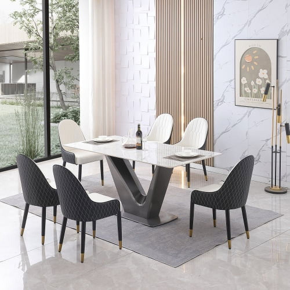 Williamspace Dining Table Set for 6, Contemporary 71" Sintered Stone ...