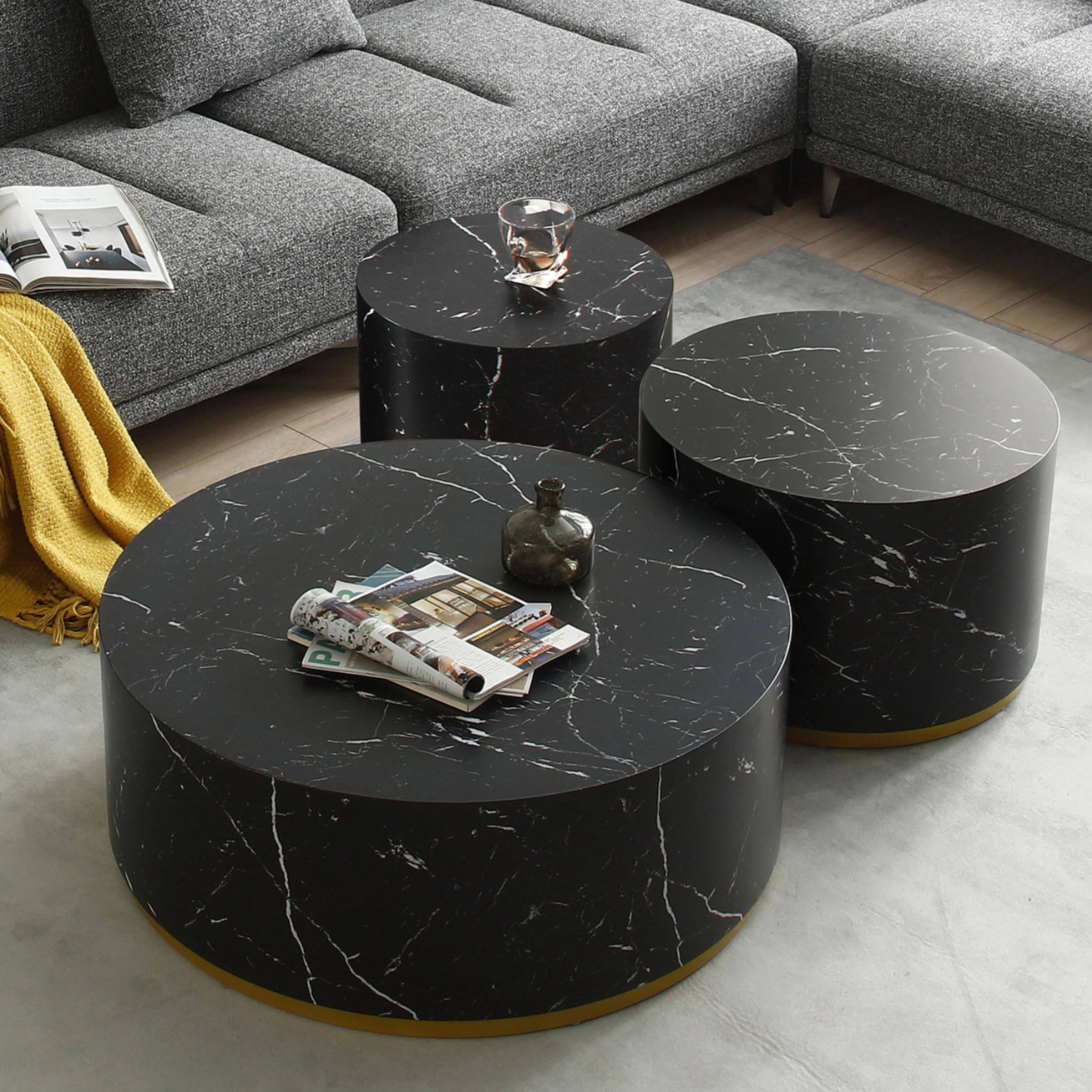 Williamspace Marble Fully Assembled Round Side Coffee Table For Living ...