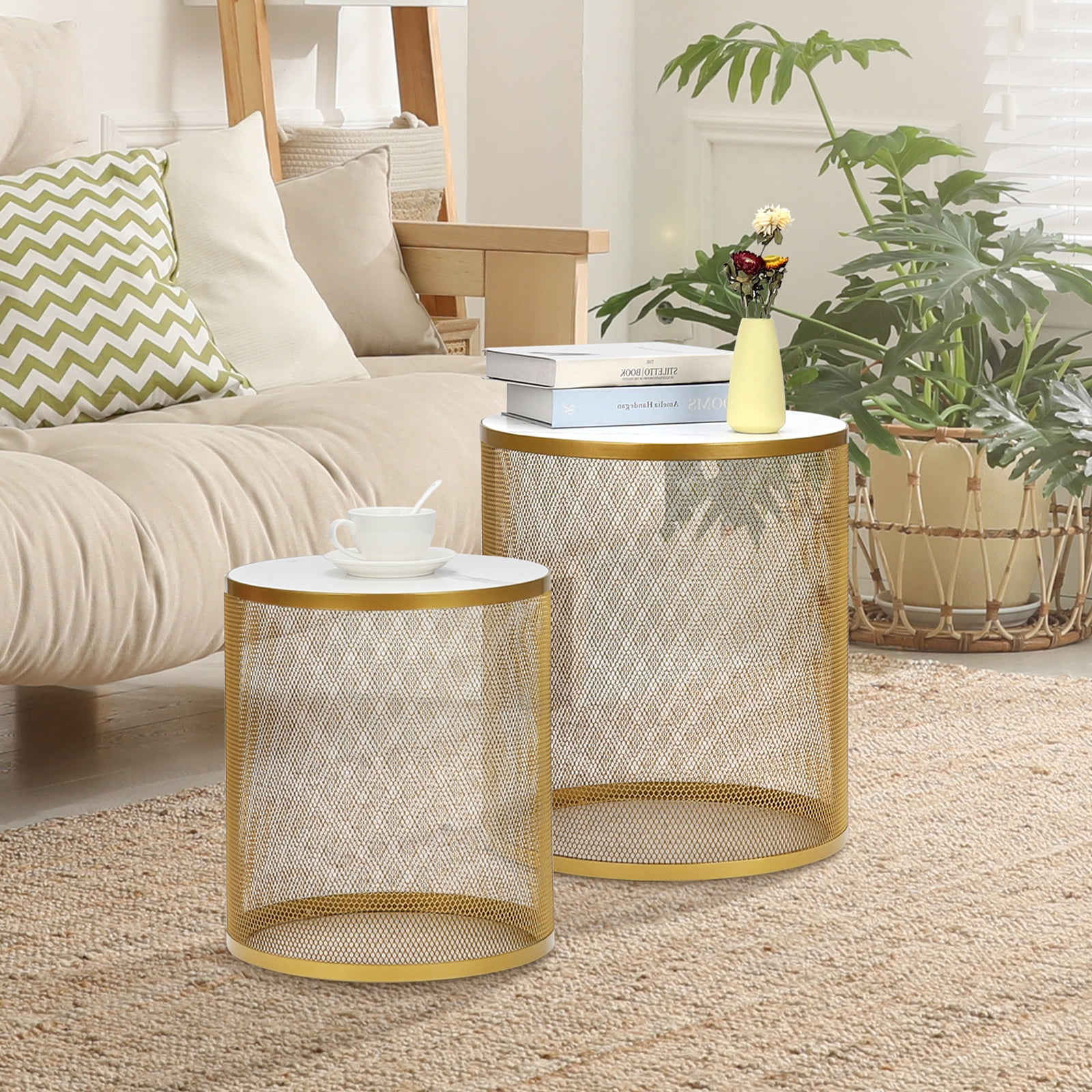 Williamspace Small Metal Nesting Table Set of 2, Round Coffee End Side ...