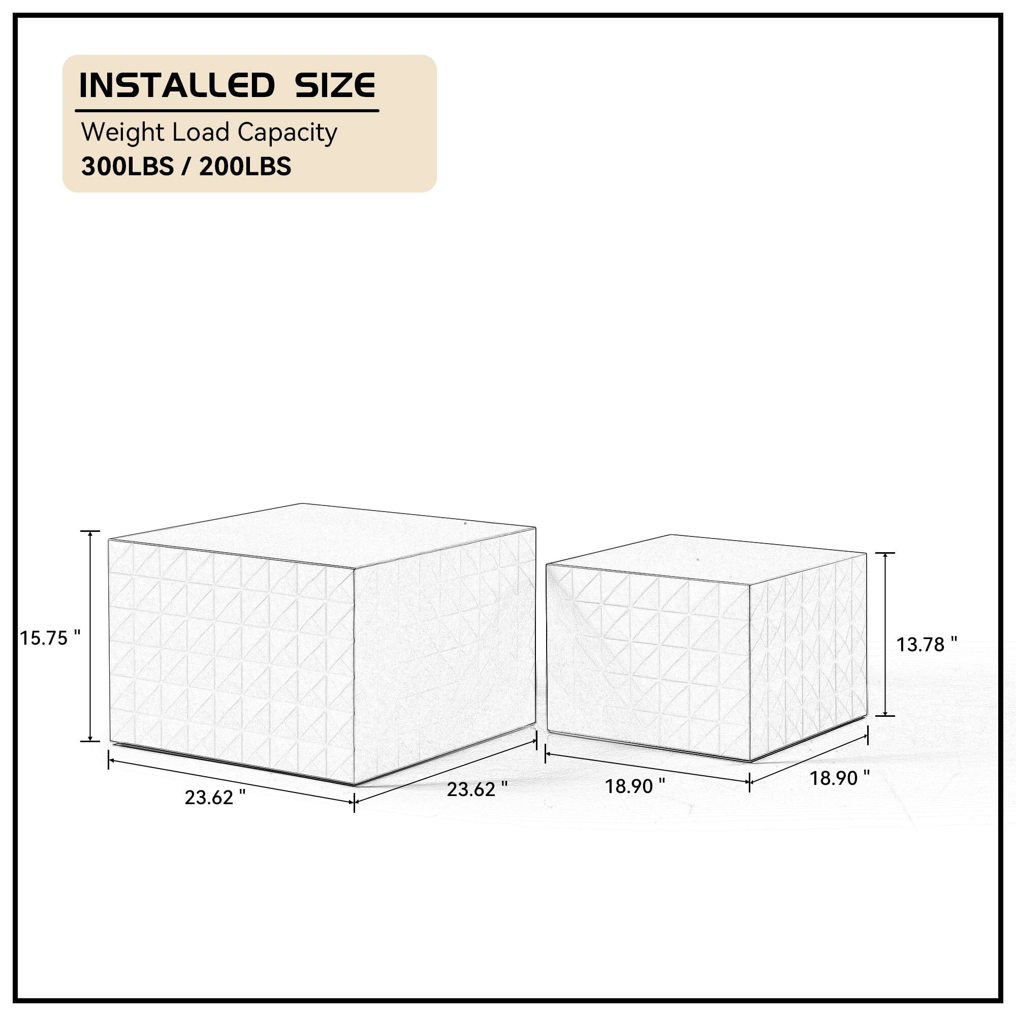 Williamspace Modern Glam Square Nesting Coffee End Side Table for ...