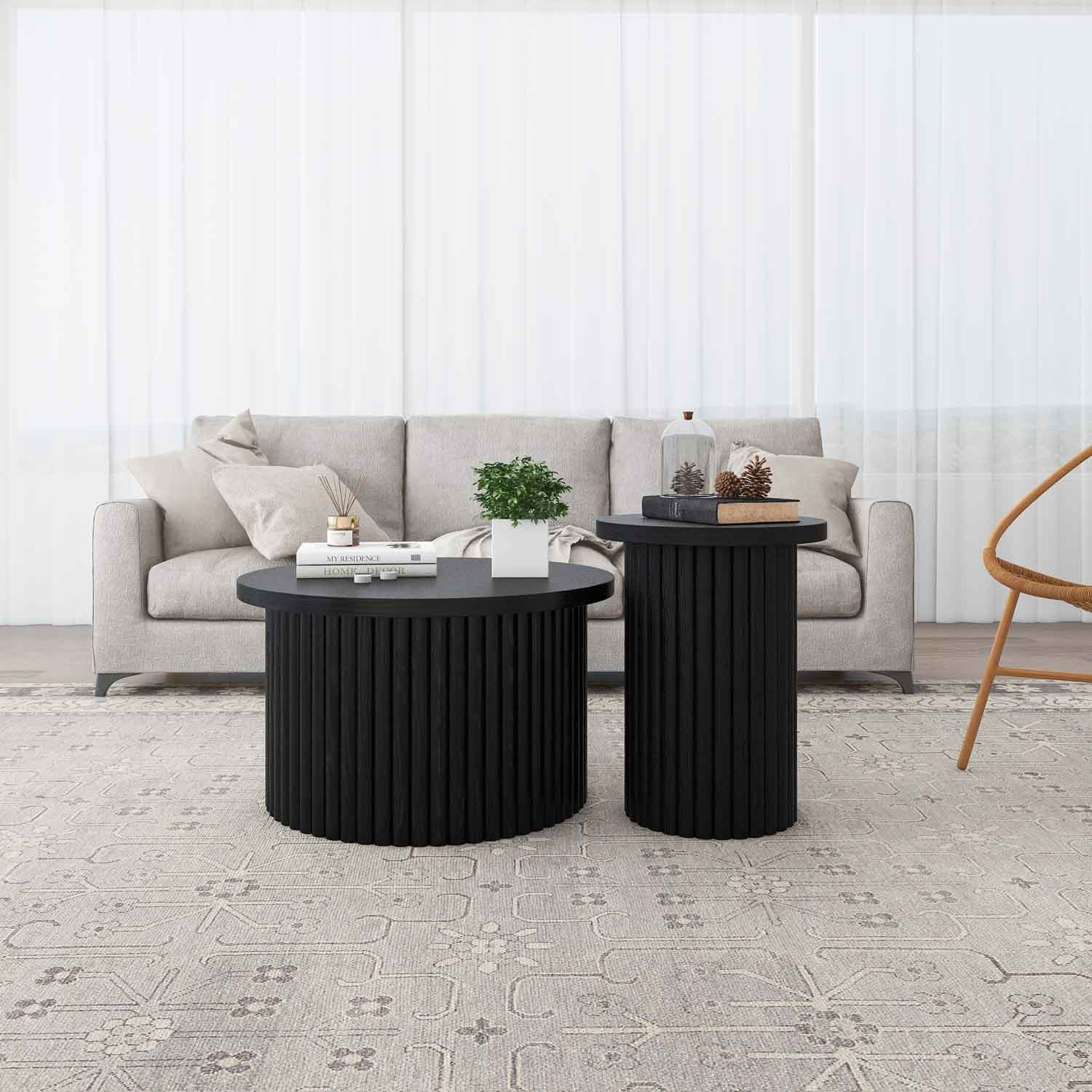 Williamspace Modern Round Coffee Table Set of 2, Nesting End Table ...