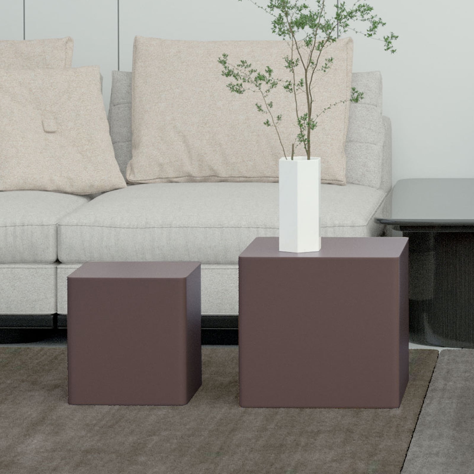 Williamspace Modern Square Coffee Table Set of 2 Nesting Table End Side ...