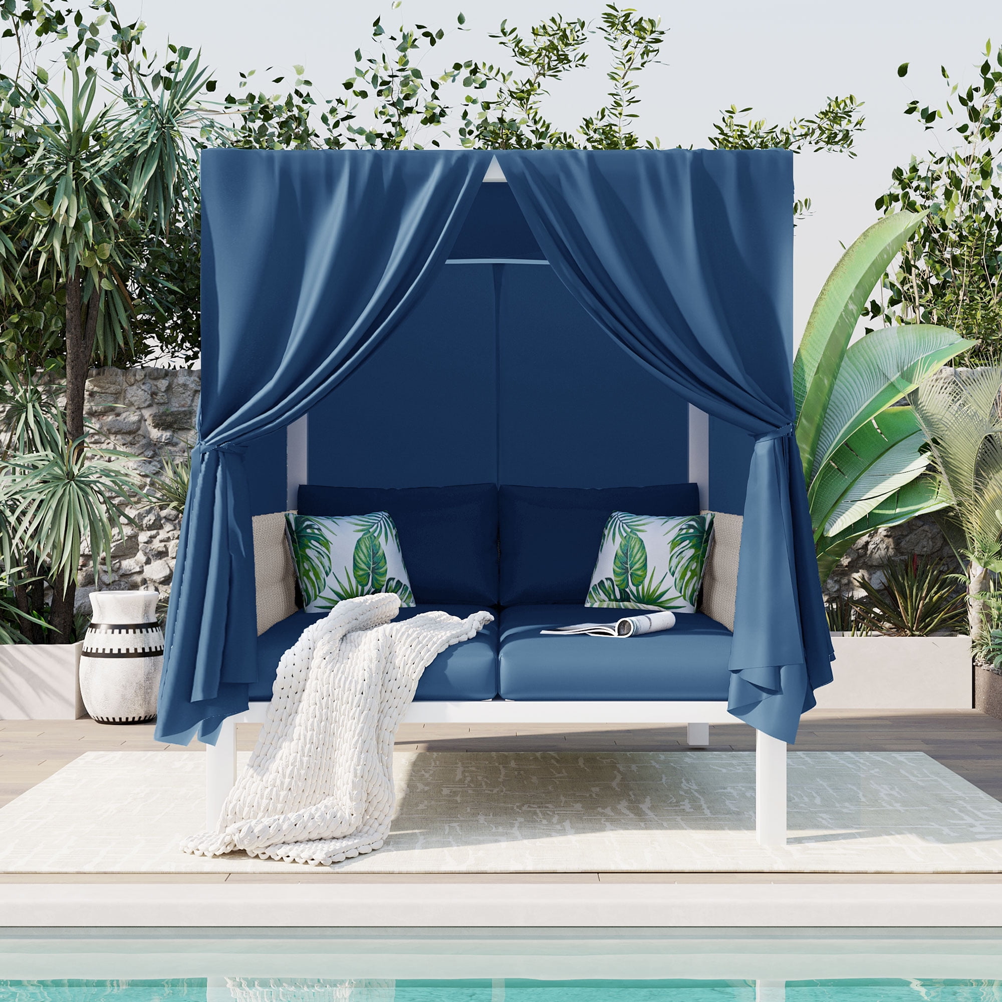 Williamspace Patio Daybed Chaise Lounge with Outdoor Comfy Sunbed with ...
