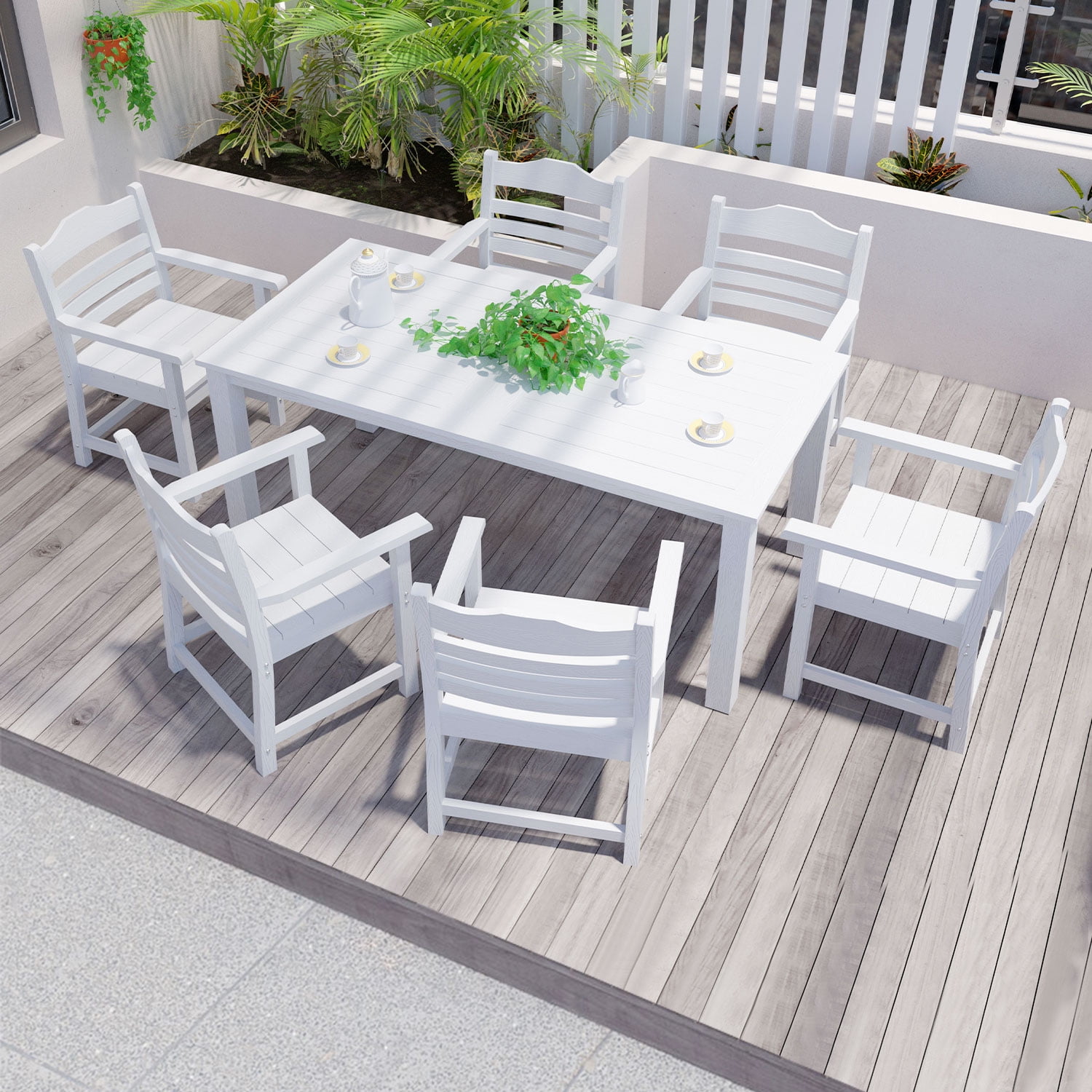 Williamspace 7-Piece Patio Dining Set, All-Weather Resistant, White ...
