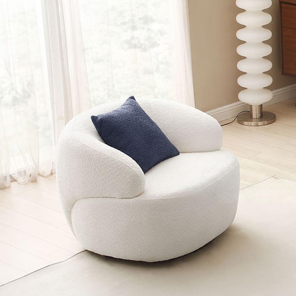 Williamspace Swivel Accent Sofa Chair with Pillow, Modern Comfy Boucle ...