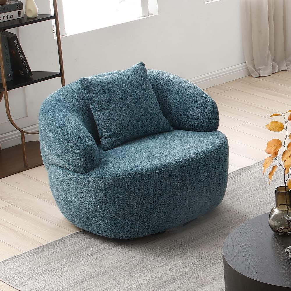 Williamspace Swivel Accent Sofa Chair with Pillow, Modern Comfy Boucle ...
