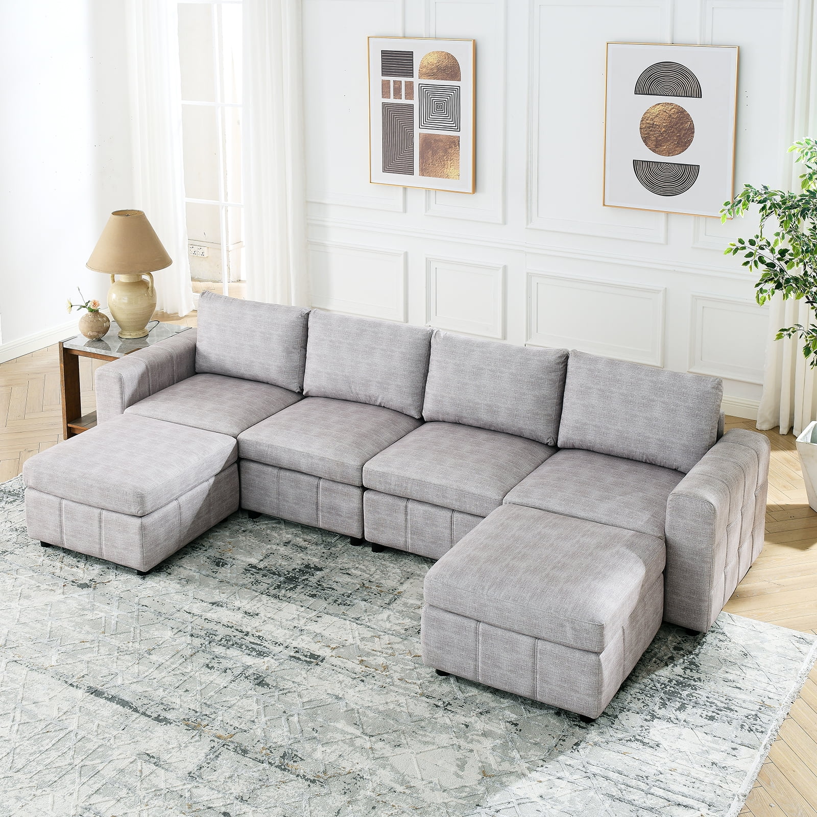 Williamspace U-Shaped Modular Sectional Sofa 130" Modern Couch Comfy ...