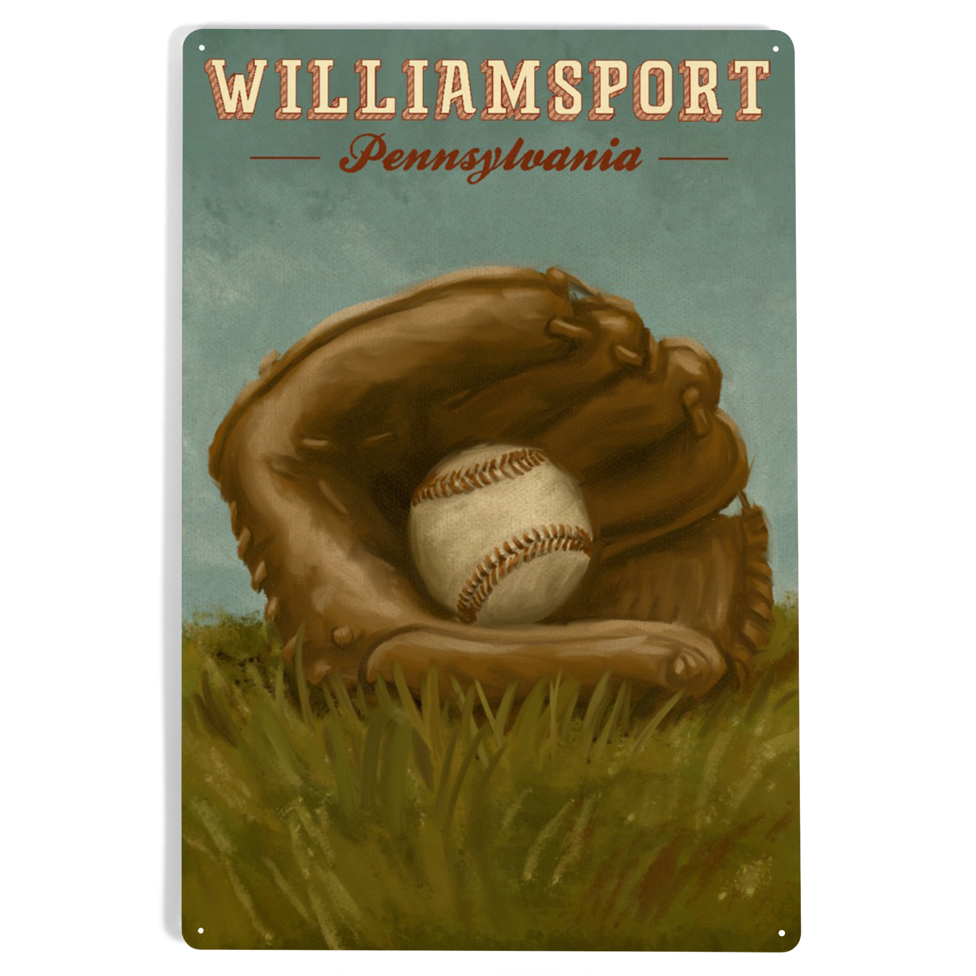 Williamsport, Pennsylvania, Baseball and Mitt, Oil Painting (12x18 ...
