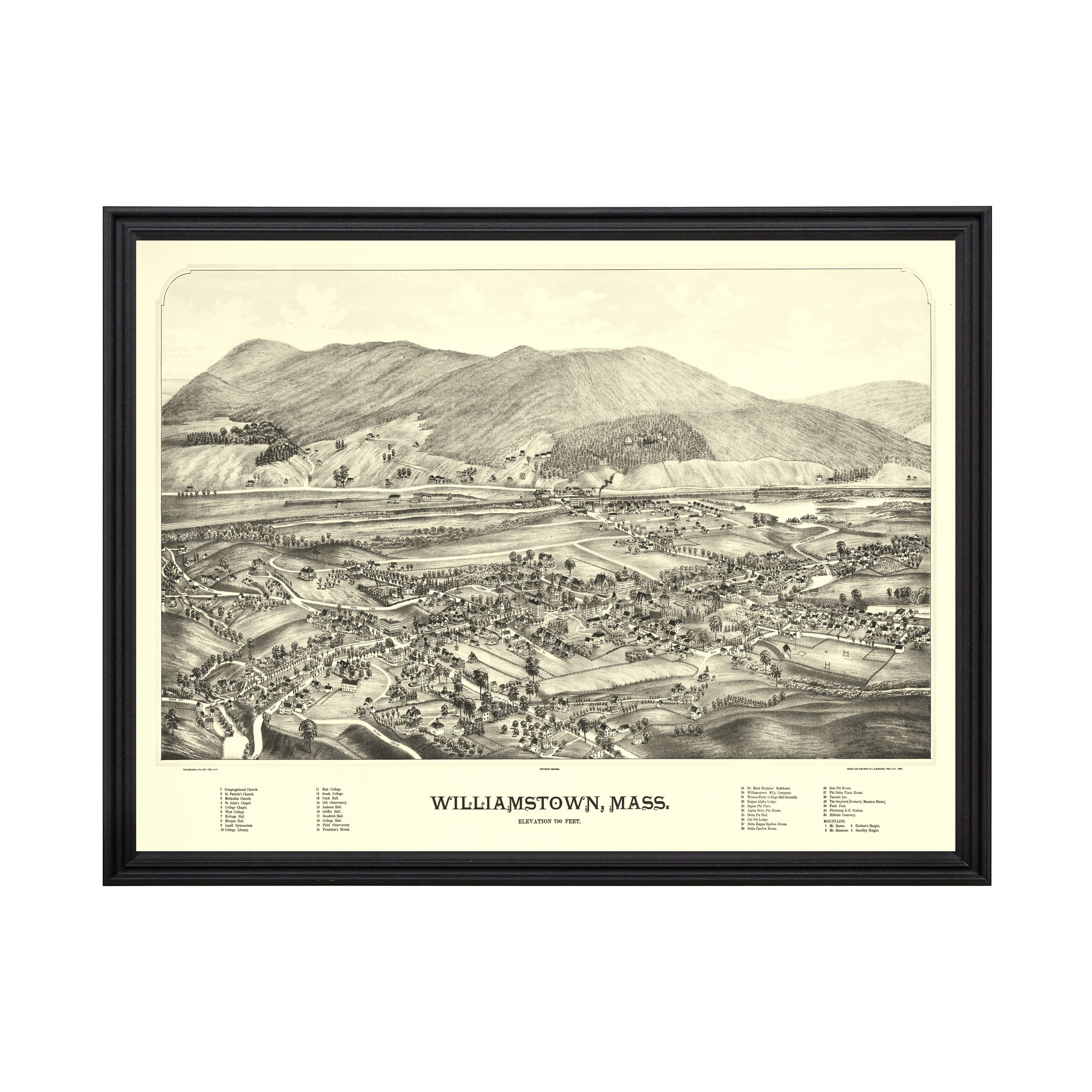 Williamstown Art, 1898 Vintage Map of Williamstown Massachusetts, MA ...