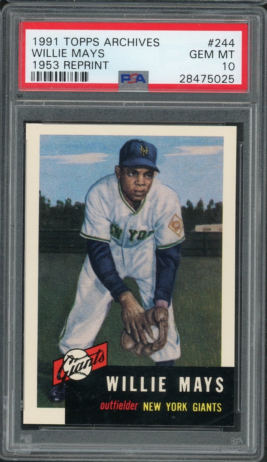 Willie Mays 1991 Topps Archives 1953 Reprint Baseball Card #244 Graded ...