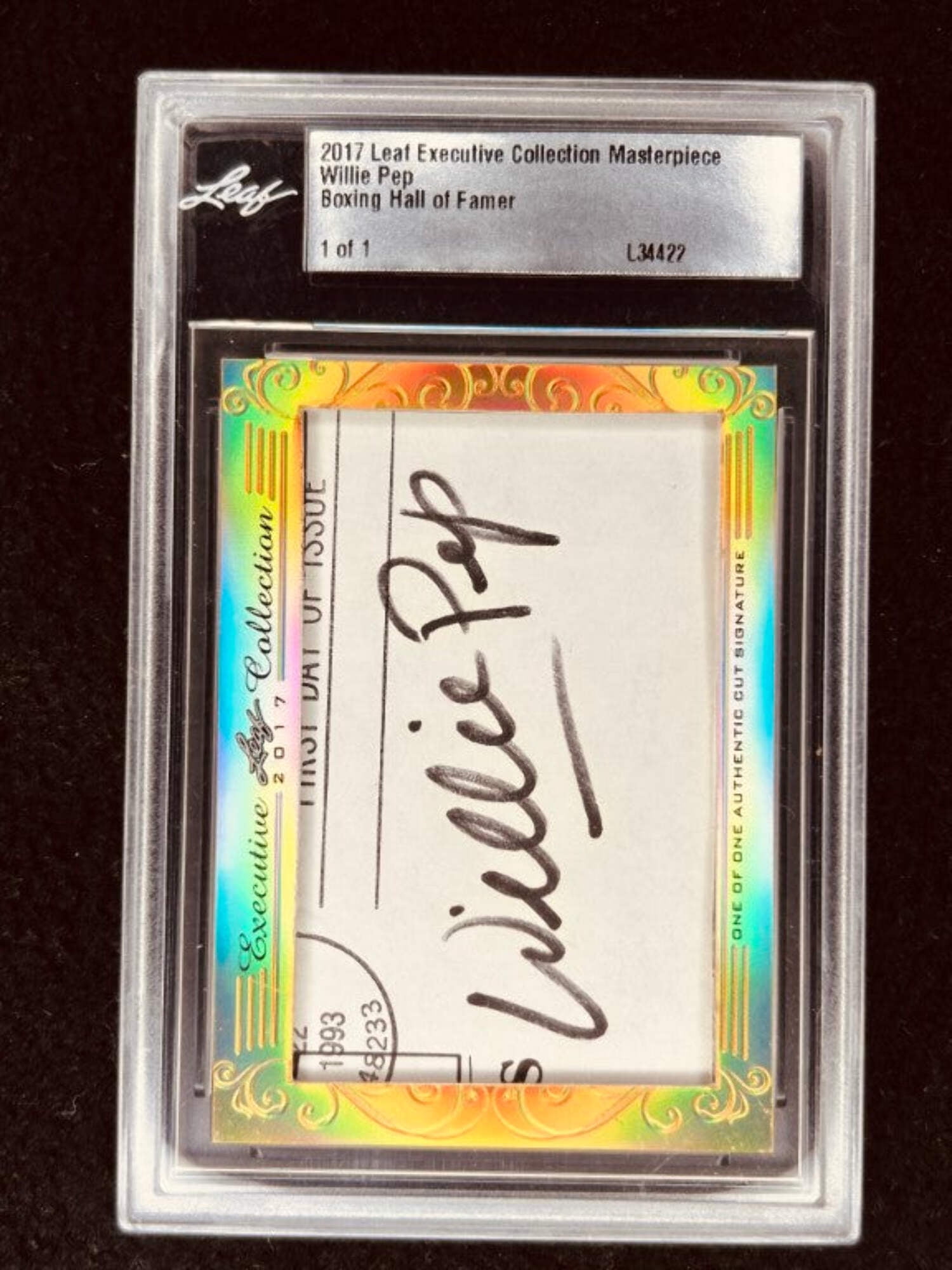 Willie Pep 2017 Leaf Masterpiece Cut Signature certified autograph ...