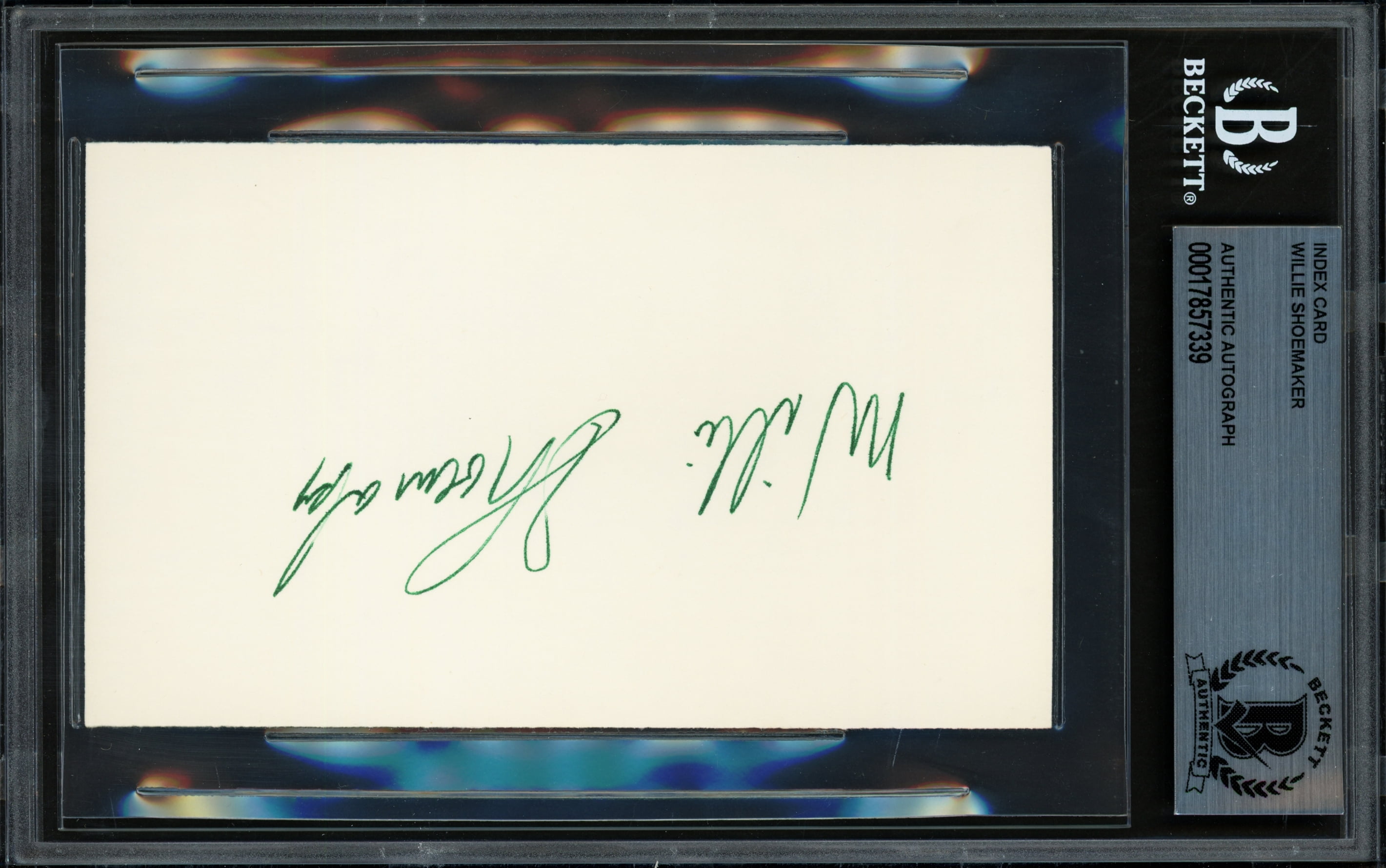 Willie Shoemaker Autographed 3x5 Index Card Horse Jockey Beckett BAS ...