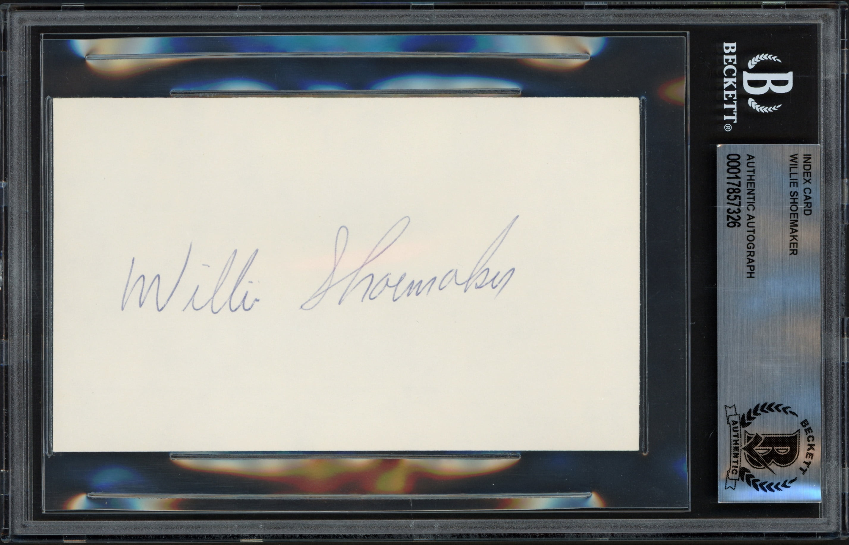 Willie Shoemaker Autographed 3x5 Index Card Jockey Beckett BAS 239953 ...