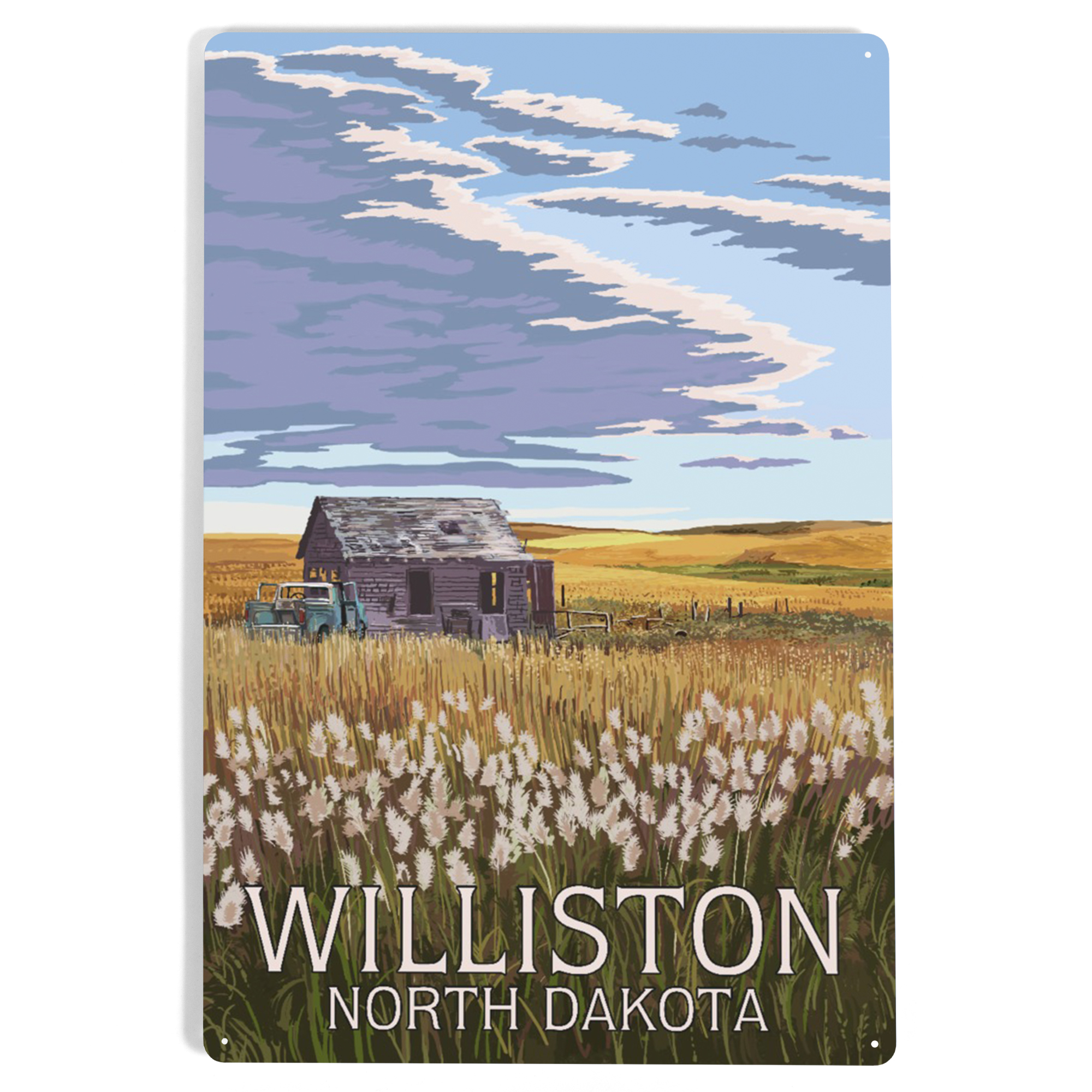Williston, North Dakota, Wheat Field and Shack (12x18 Aluminum Art ...