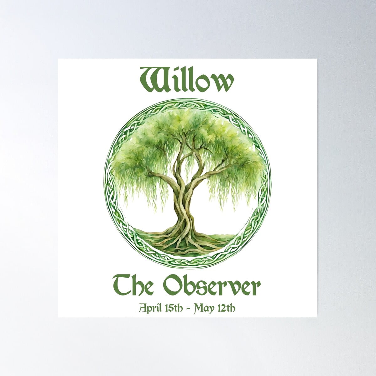 Willow Celtic Birth Tree Poster Wall Art, Modern Wall Decor For Living ...