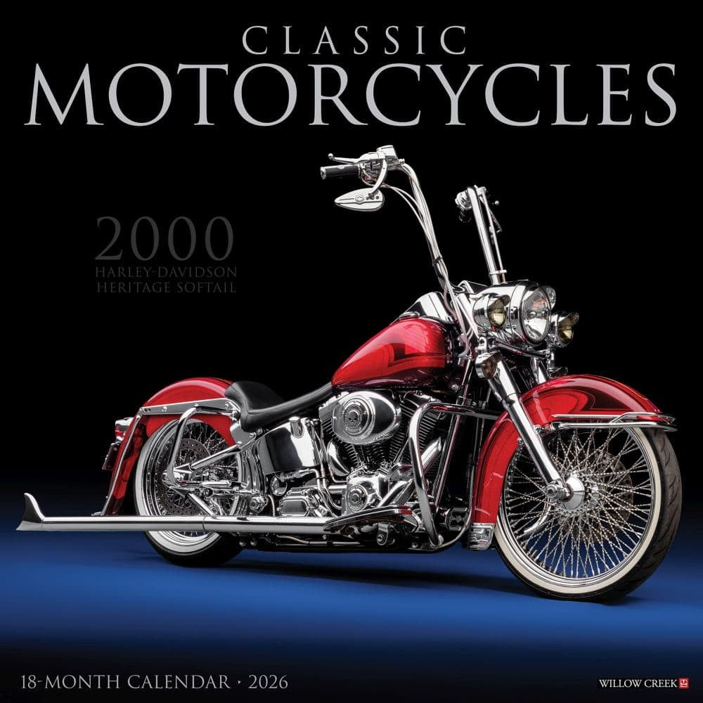Willow Creek Press, Classic Motorcycles 2026 Wall Calendar, 12'' X 12 ...