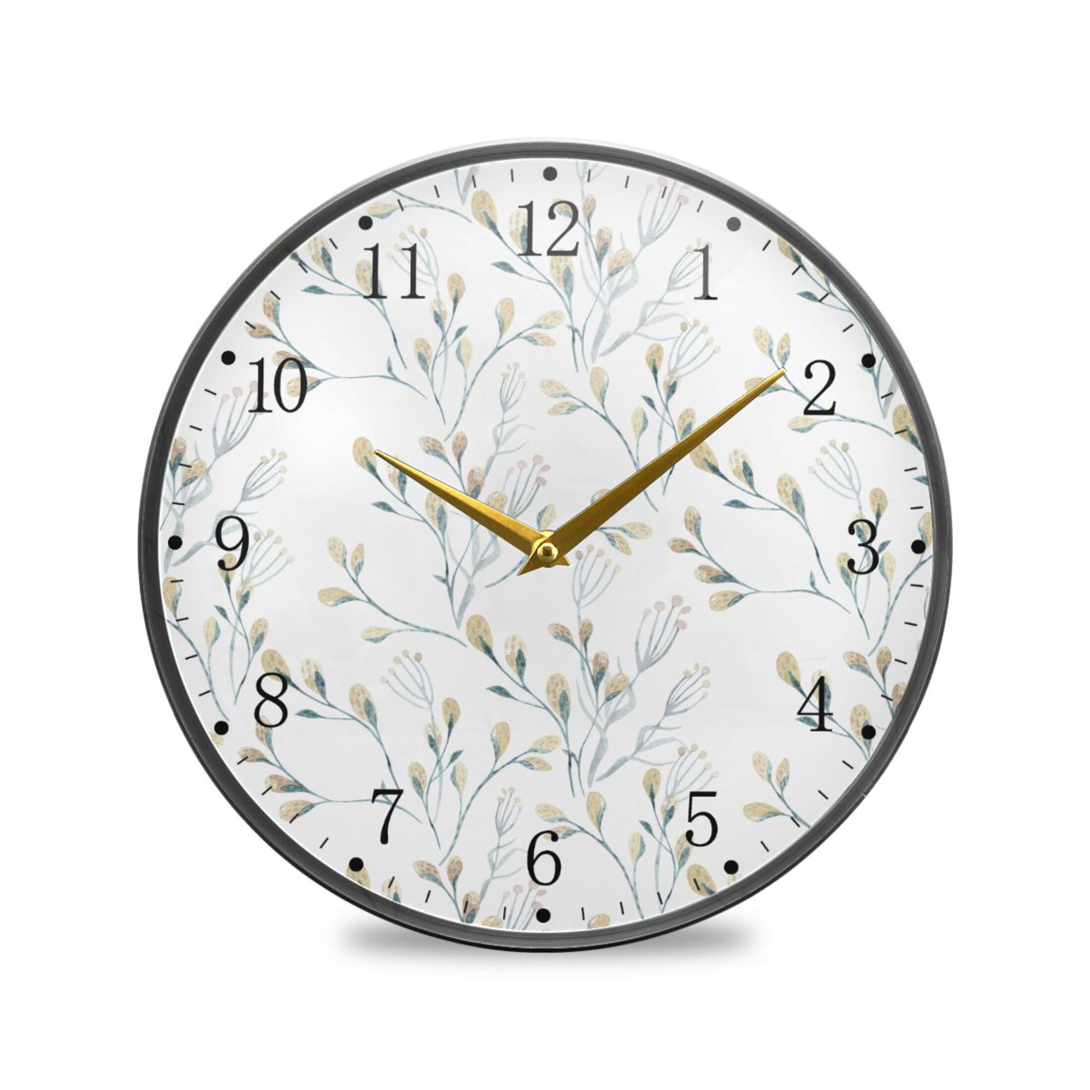 Willow Flowers and Leaves Acrylic Wall Clocks Quiet Round Clock Battery ...