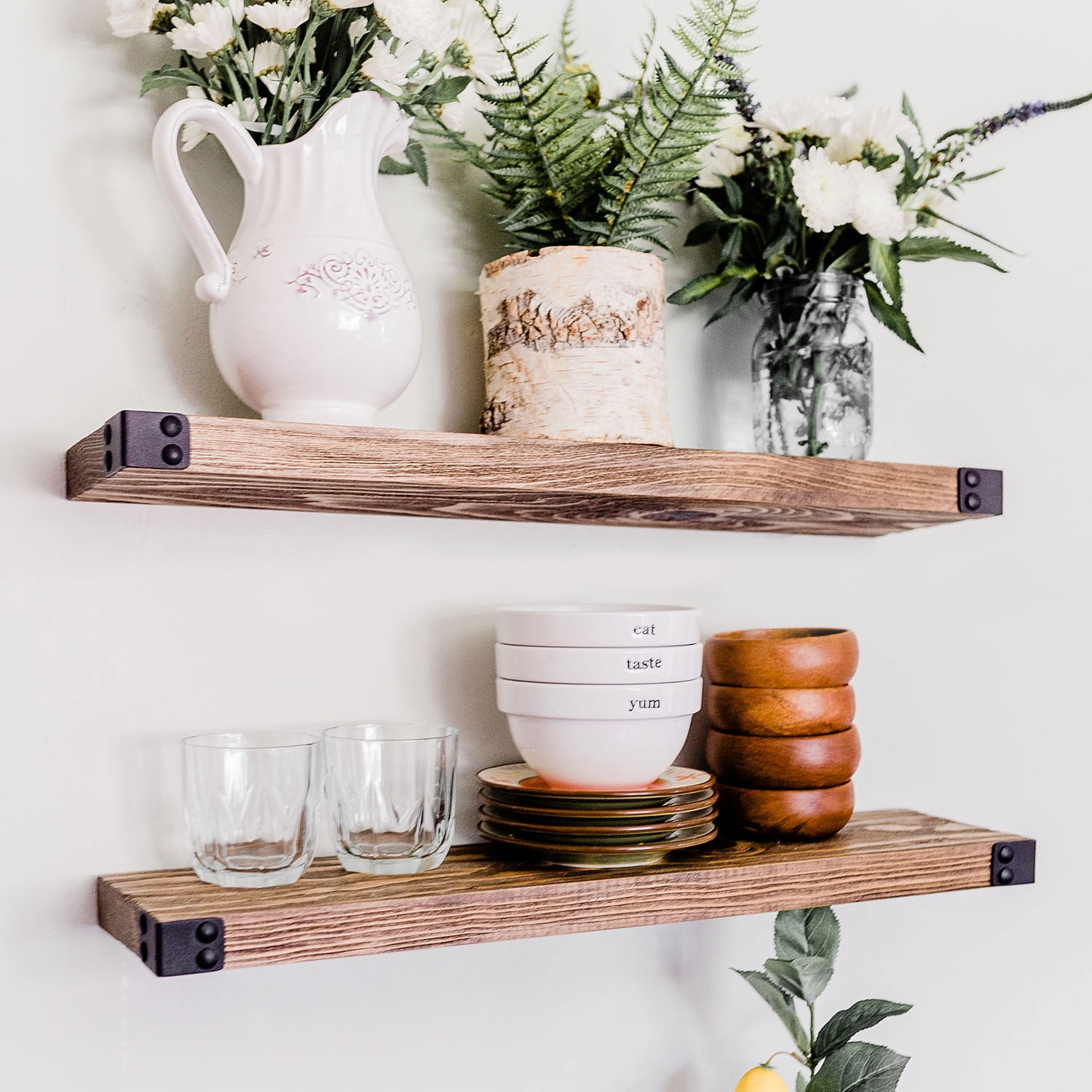 Open Box Willow & Grace Dennis 24" Floating Wood Wall Mount Shelves ...