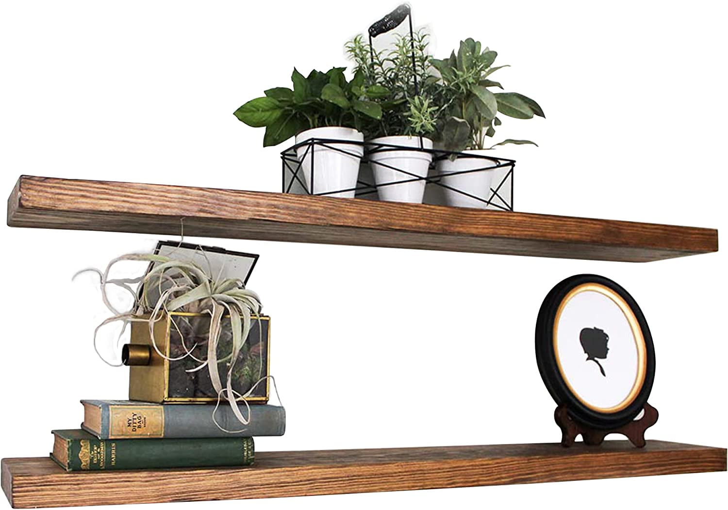 Willow & Grace Wall Mounted Wooden Floating Shelves, Wall Shelves for ...