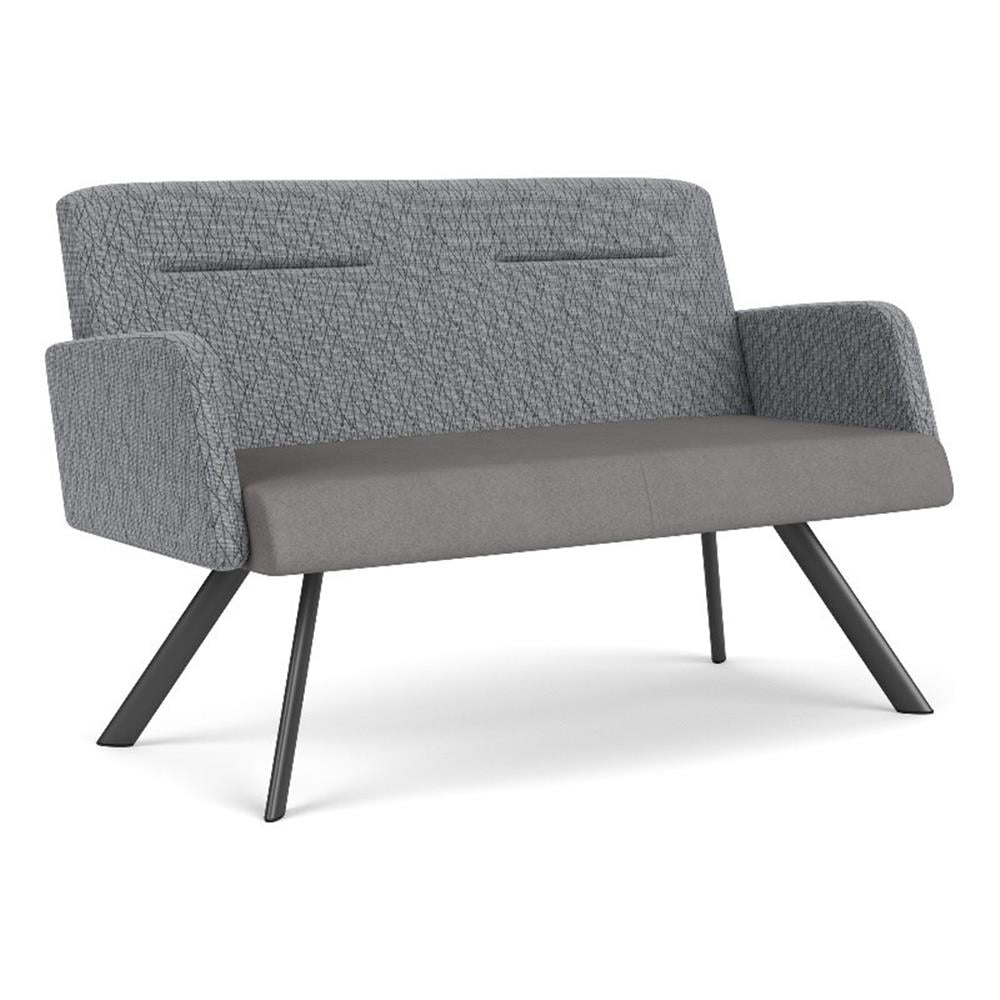 Willow Lounge Lobby Reception Waiting Loveseat / Charcoal Steel / Gray ...