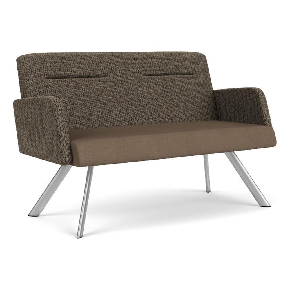 Willow Lounge Lobby Reception Waiting Loveseat / Silver Steel / Brown ...