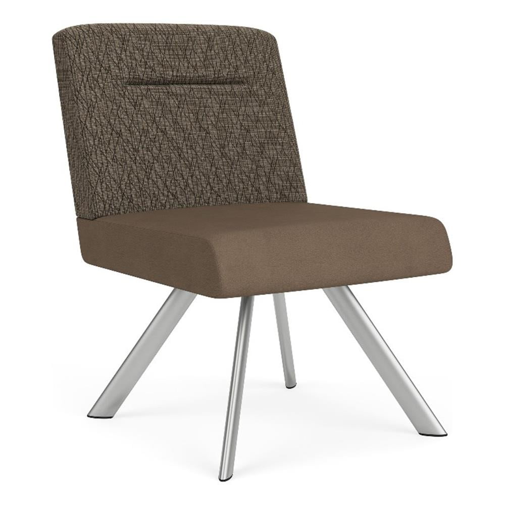 Willow Reception Armless Swivel Guest Chair / Silver Steel / Brown ...
