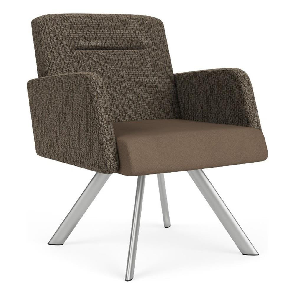 Willow Lounge Reception Swivel Guest Chair / Silver Steel / Brown ...