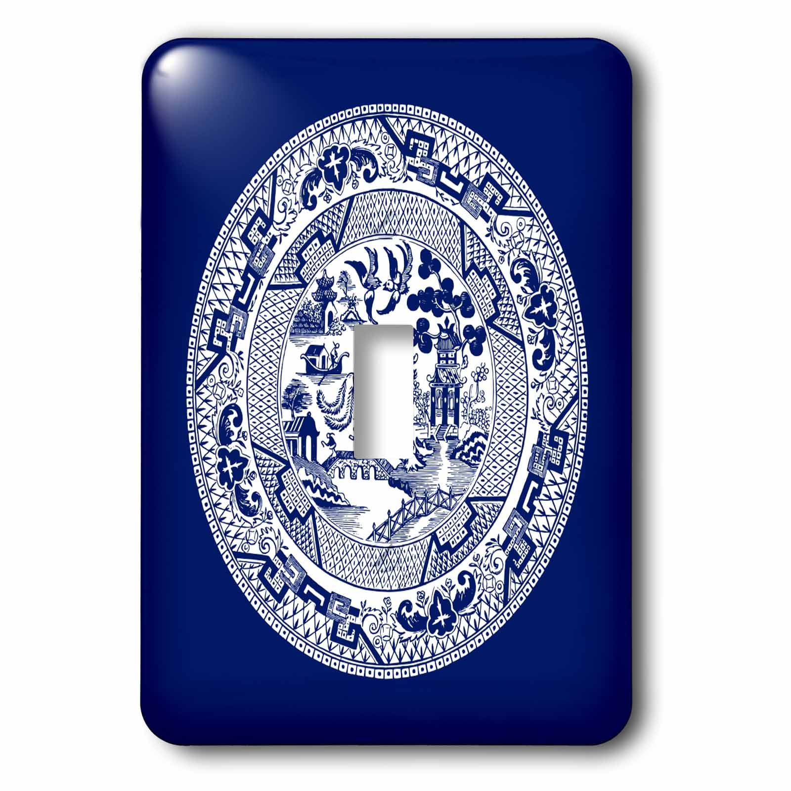 3dRose, Willow Pattern in Delft Blue and White, single toggle switch ...