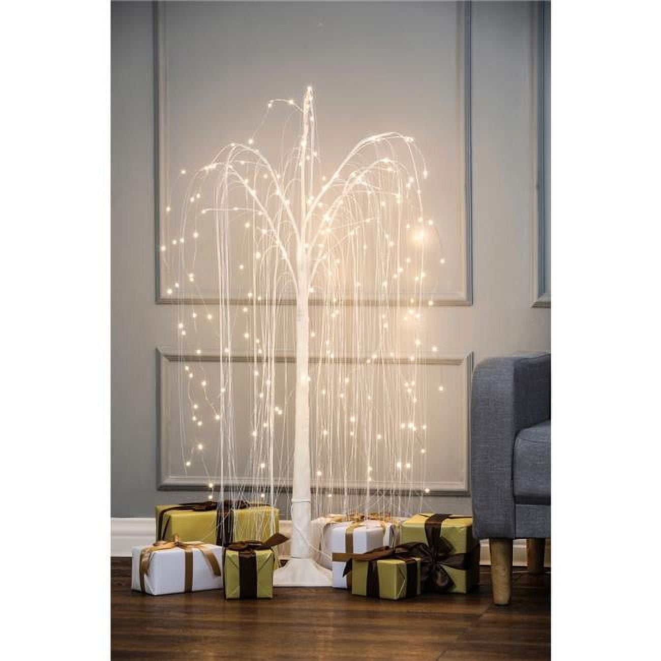 Propiedad Pre-Lit LED Willow Christmas Tree, 4ft, Warm Lights, Bendable ...