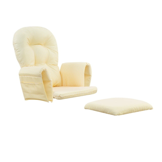 Willow Replacement Cushions for Glider Rocking Chair, Yellow Gingham ...