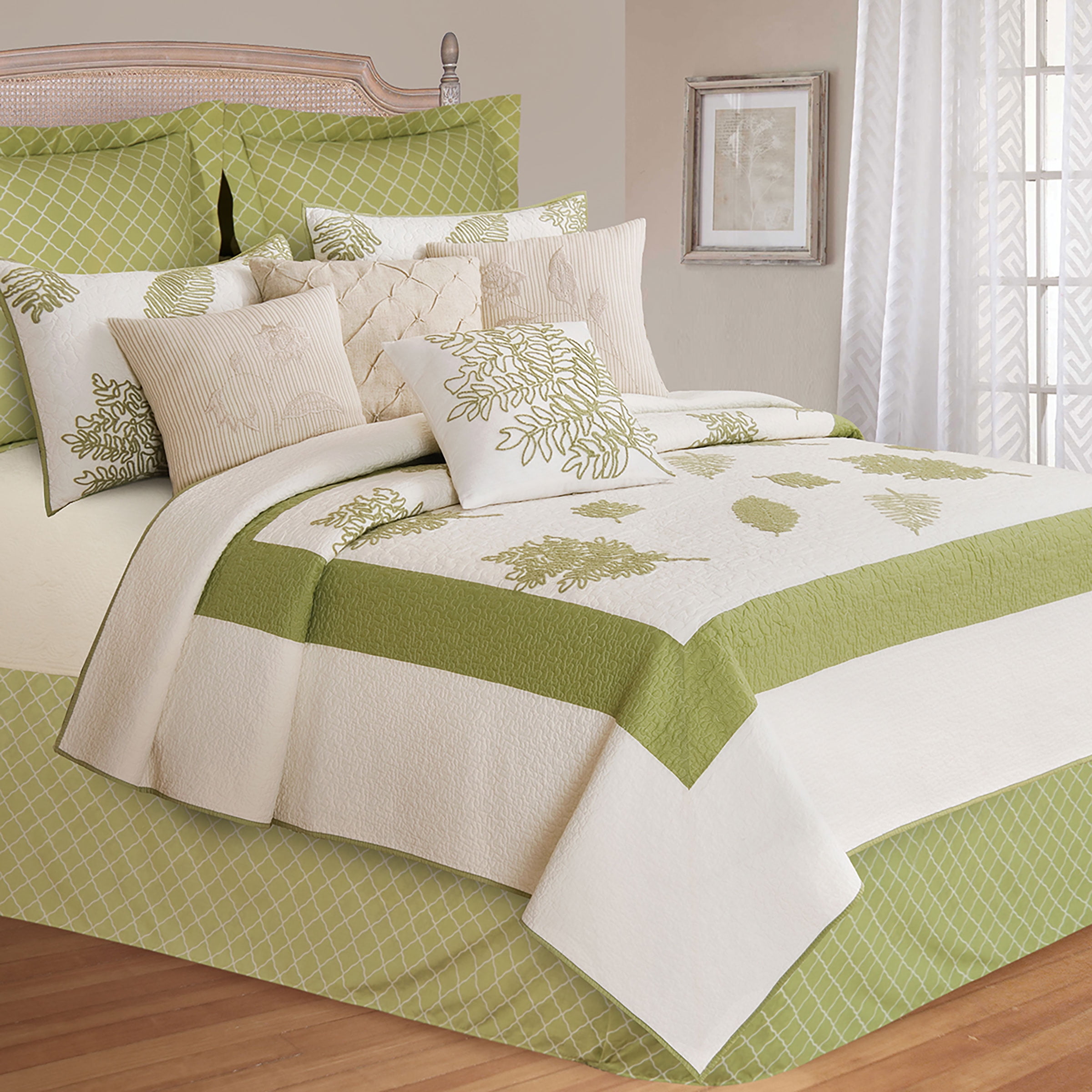 Willow Sage King Cotton Quilt Bedding Bedspread Coverlet - Walmart.com