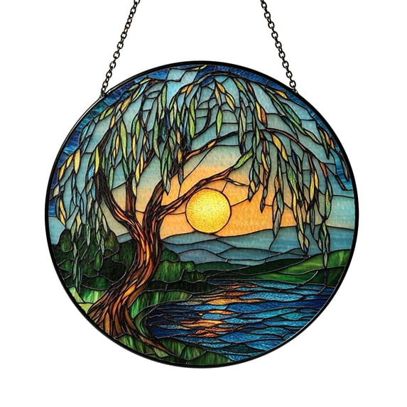 Willow Tree Glass Style Suncatcher – Botanical Window Art - Walmart.com