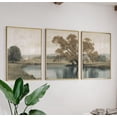 Willow Tree Landscape Vintage Estate Triptych Muted Gold And Blue ...