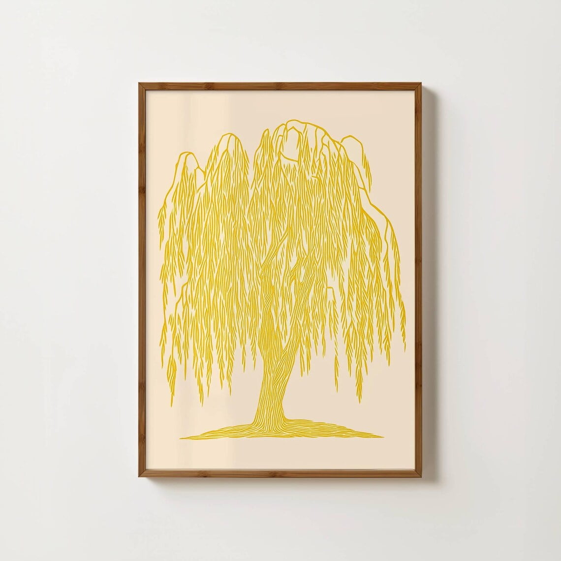 Willow Tree Print Linocut Tree Yellow Tree Wall Art Botanical Tree ...
