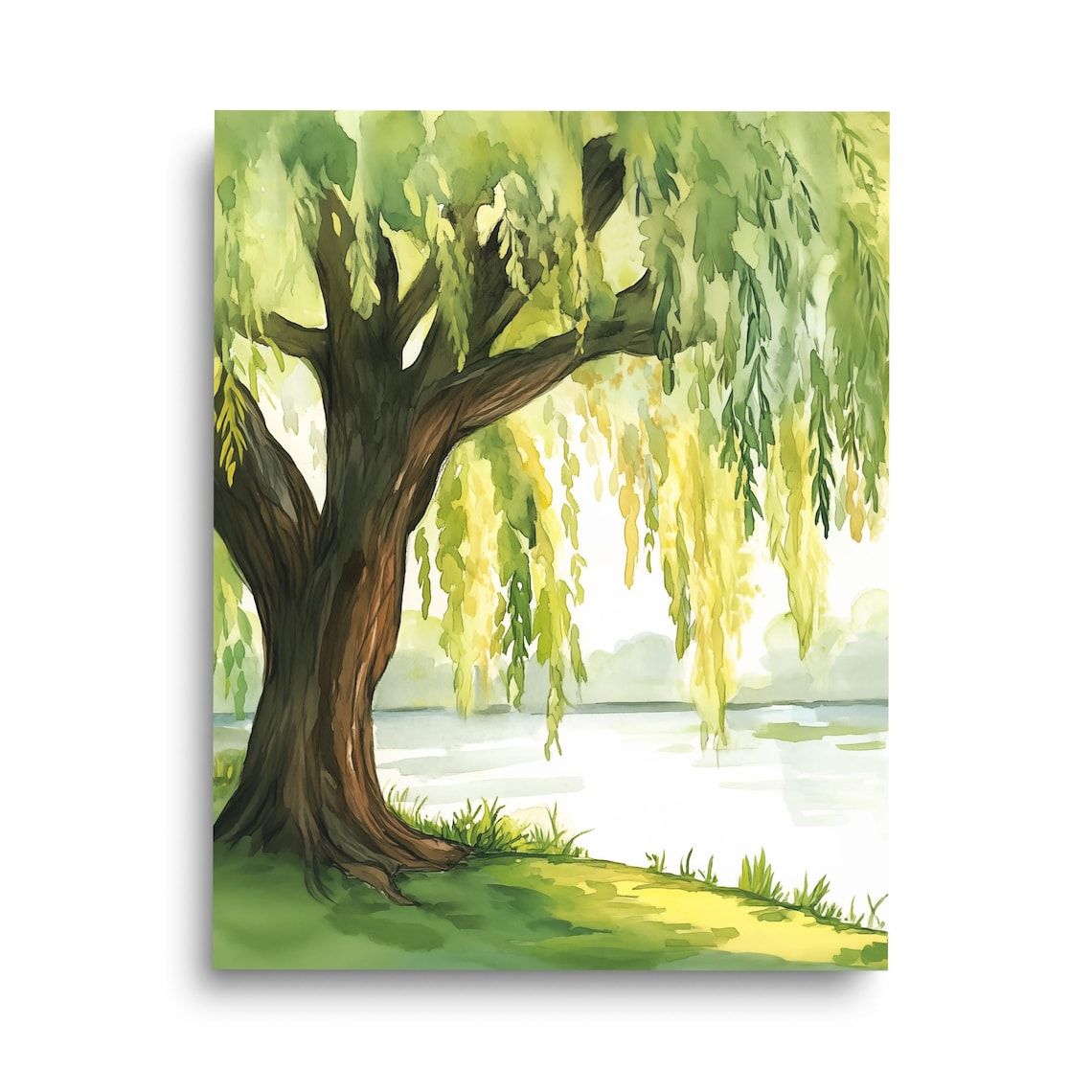 Willow Tree Print, Serene Lakeside Landscape Art, Woodland Nature ...
