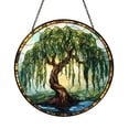Willow Tree Stained Glass Style Suncatcher, Fantasy Nature Window ...