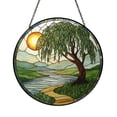 Willow Tree Sunset Lake Round Suncatcher – Stained Glass Style ...