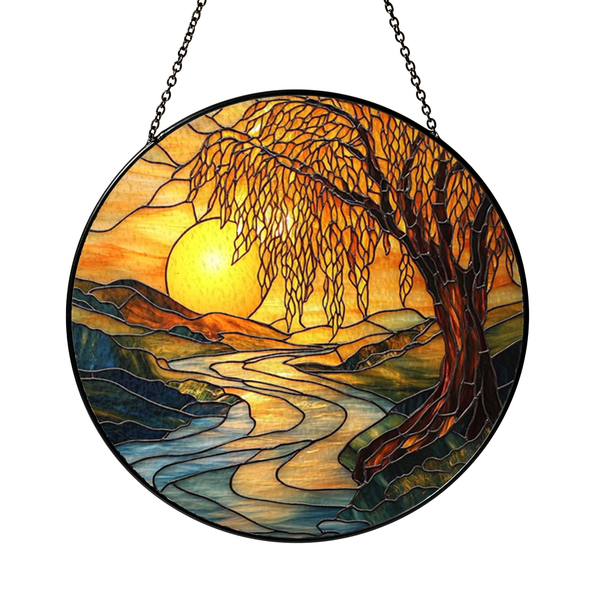 Willow Tree Window Hanging Decor, Stained Glass Style Botanical ...