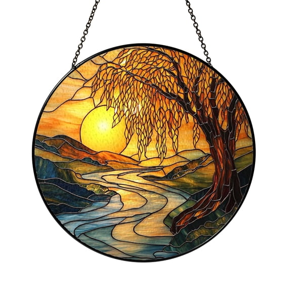 Willow Tree Window Hanging Decor, Stained Glass Style Botanical ...