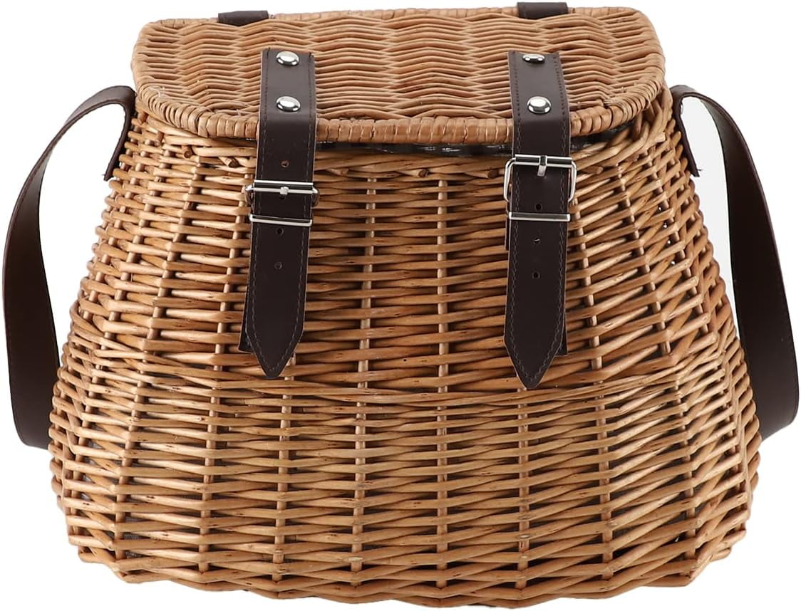 Willow picnic basket, fishing rack basket, carrying gift basket with ...