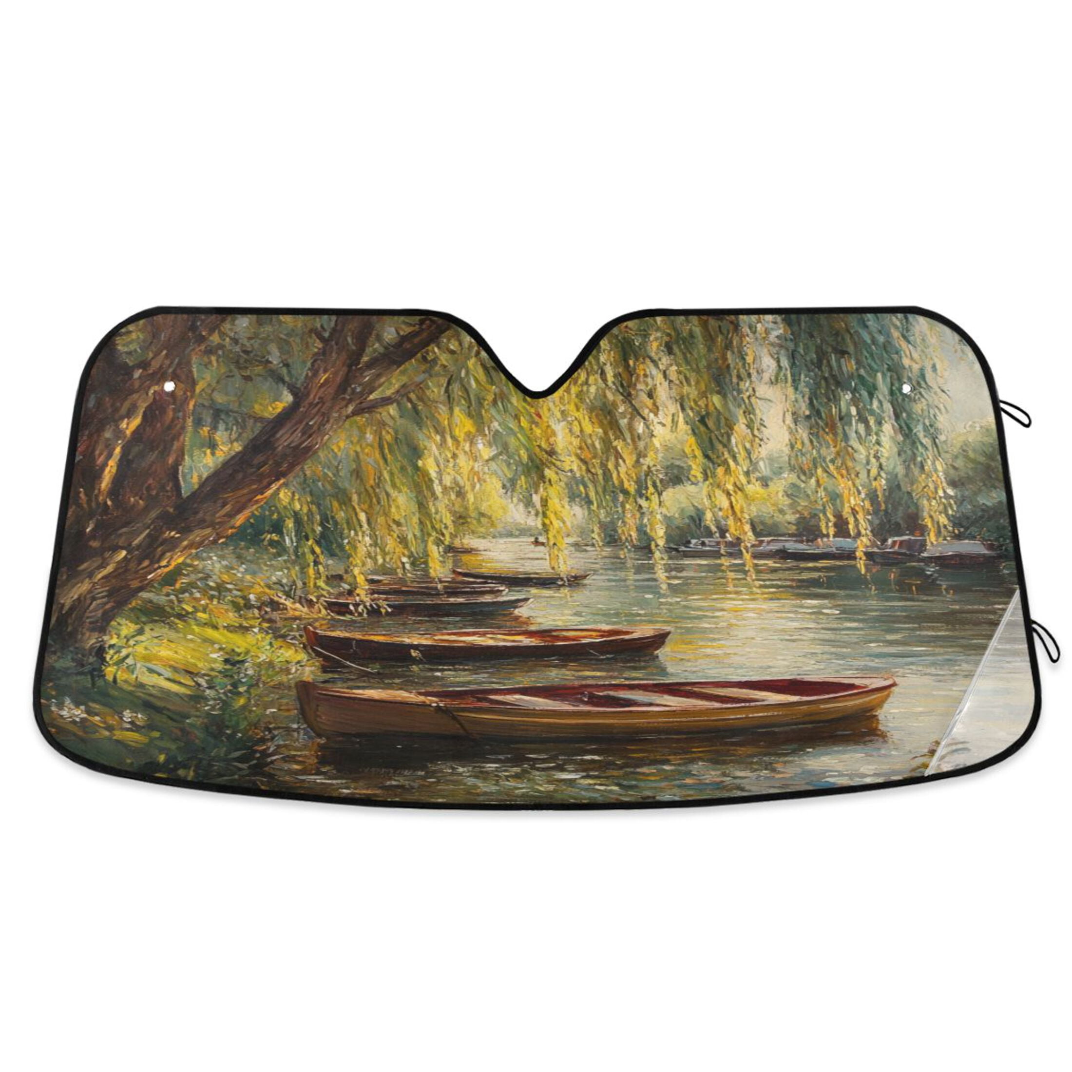 Willows River Boats Oil Painting Windshield Sun Shade Automobile Visor ...