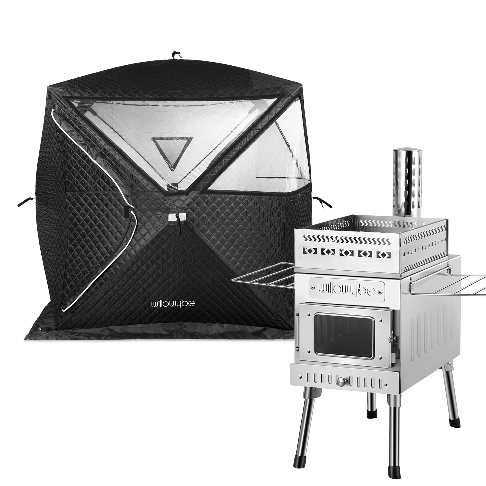 WillowyBe Portale Outdoor Sauna Set with Sauna Tent, Sauna Wood Stove ...