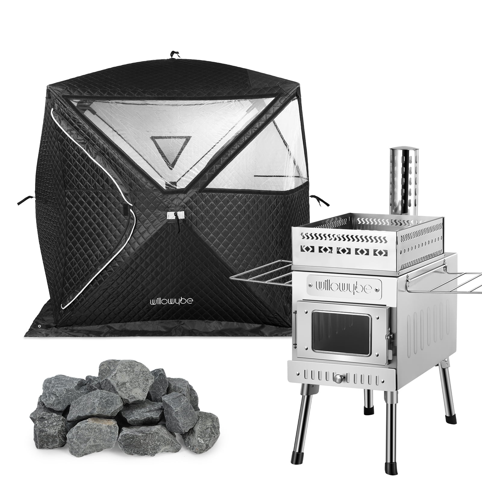 WillowyBe Portale Outdoor Sauna Set with Sauna Tent, Sauna Wood Stove ...