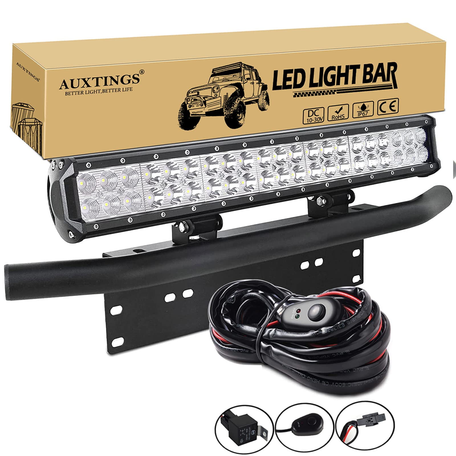 Willpower 20 inch 126W Spot Flood LED Work Light Bar with License Plate ...