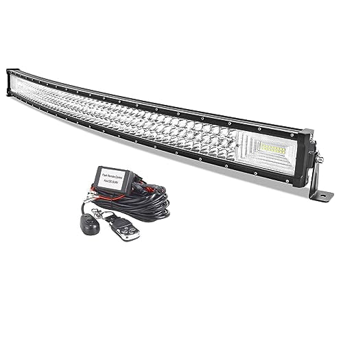 Willpower Curved 42 inch 540W Car Led Light Bar with 12V Strobe Remote Control Wiring Harness ...