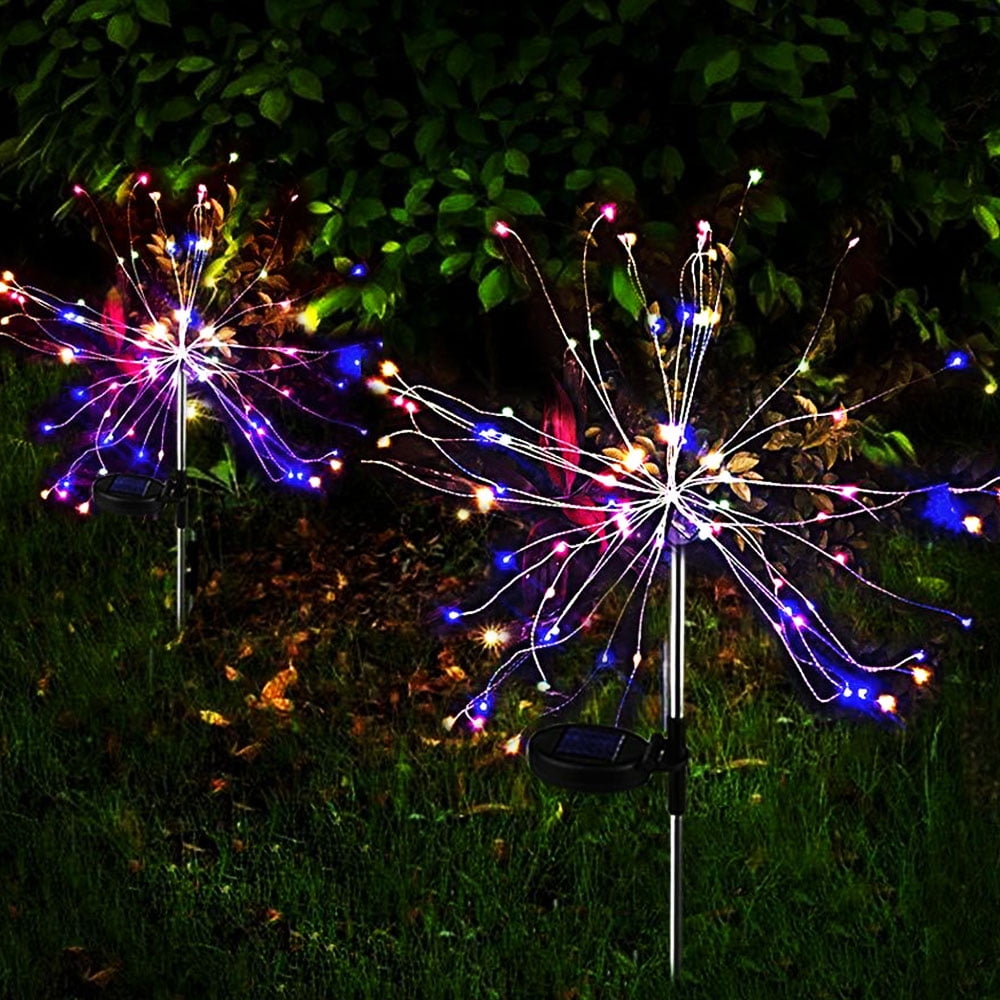 Willstar 120 LED Solar Powered Firework Starburst Stake Fairy Light ...