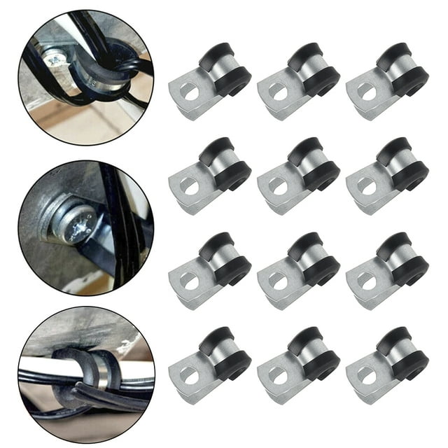 Willstar 45Pcs U Pipe Clamp Rubber Lined Rubber Pipe Clips Metal Wire ...